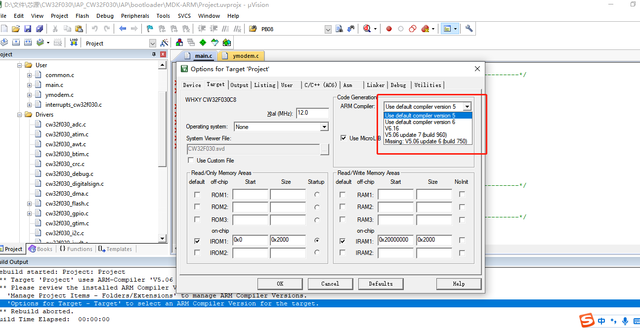 keil5运行报错： ‘Options for Target - Target‘ to select an ARM Compiler Version for the target. - ARM ...