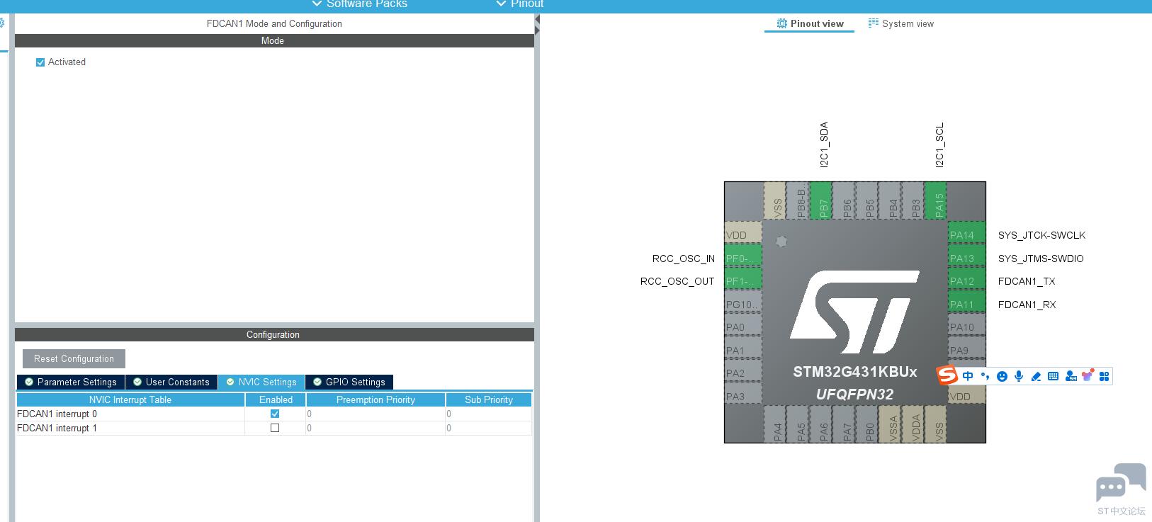 STM32G431KBU3不进FDCAN中断是为什么？ - STM32 - 电子技术论坛 - 广受欢迎的专业电子论坛!