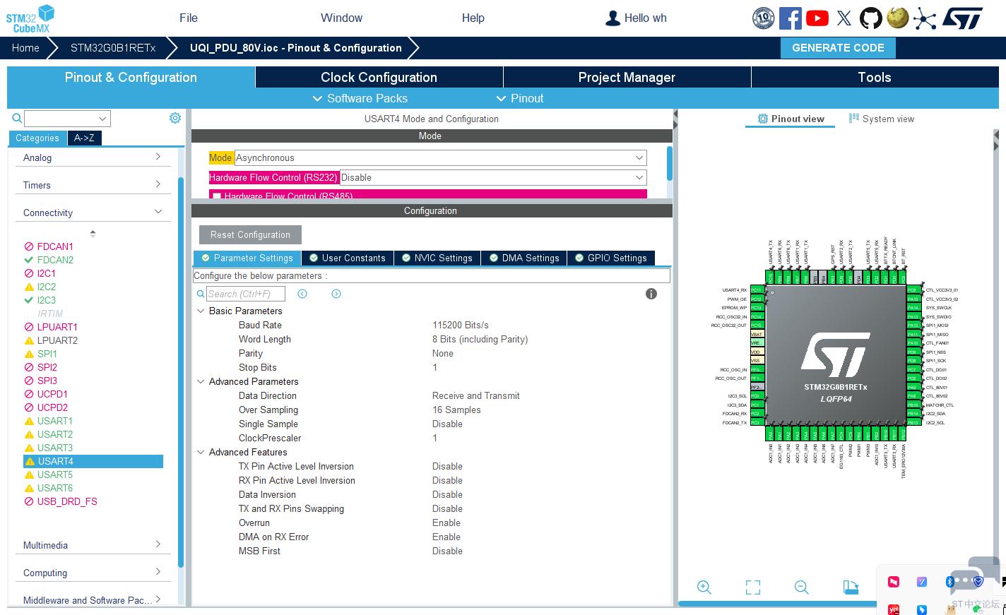 stm32g0b1中的usart5进不去HAL_UARTEx_RxEventCallback，为什么？ - ST意法半导体 - 电子技术论坛 - 广受欢迎的专业电子论坛!